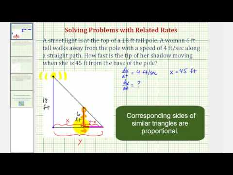 Ex: Related Rates Problem – Rate of Change of a Shadow from a Light ...