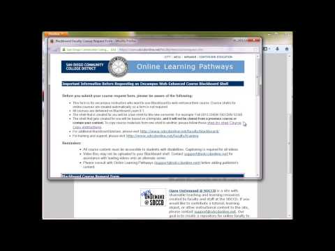 Basic Black - Request a course shell for Blackboard (SDCCD)