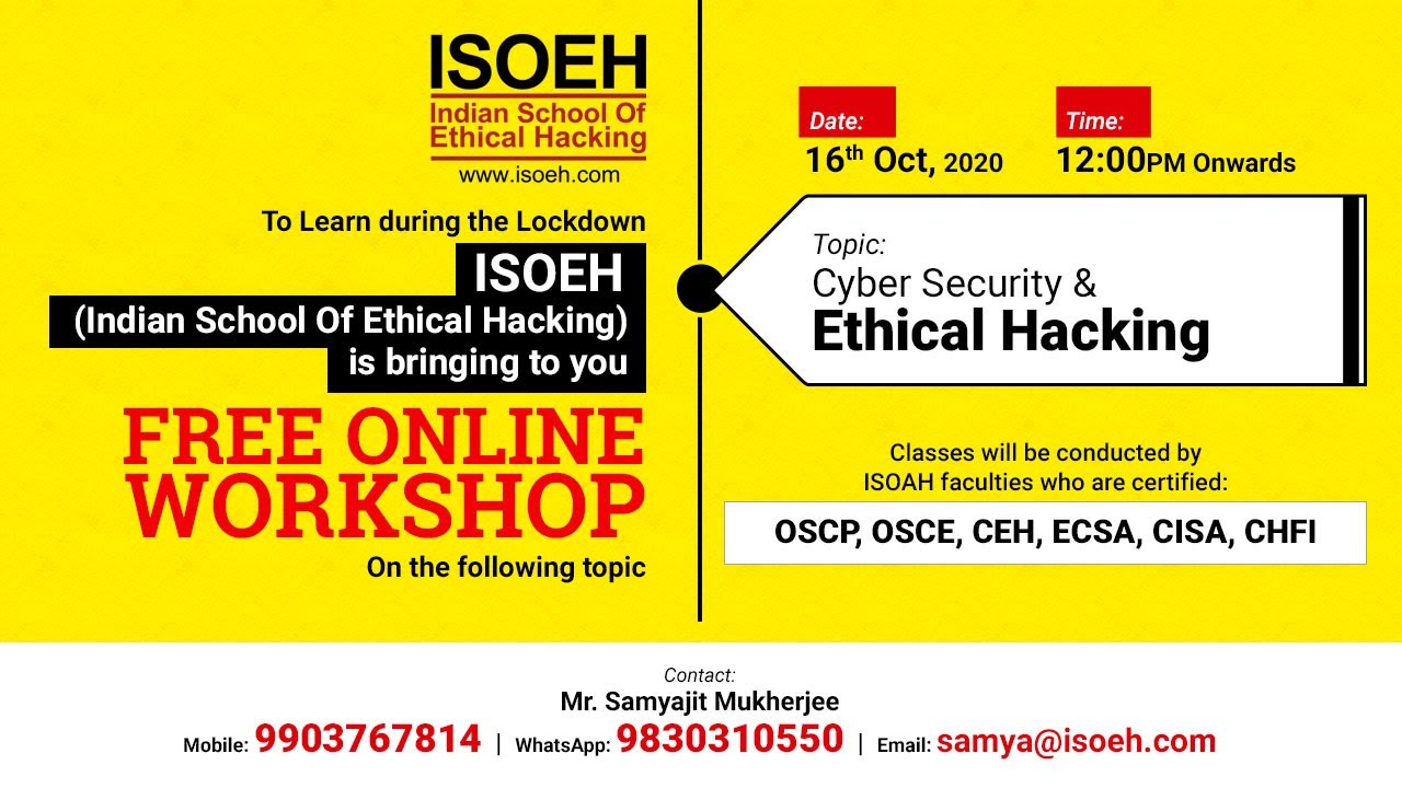 Live Technical Workshop on Cyber Security & Ethical Hacking using Ubuntu By ISOEH