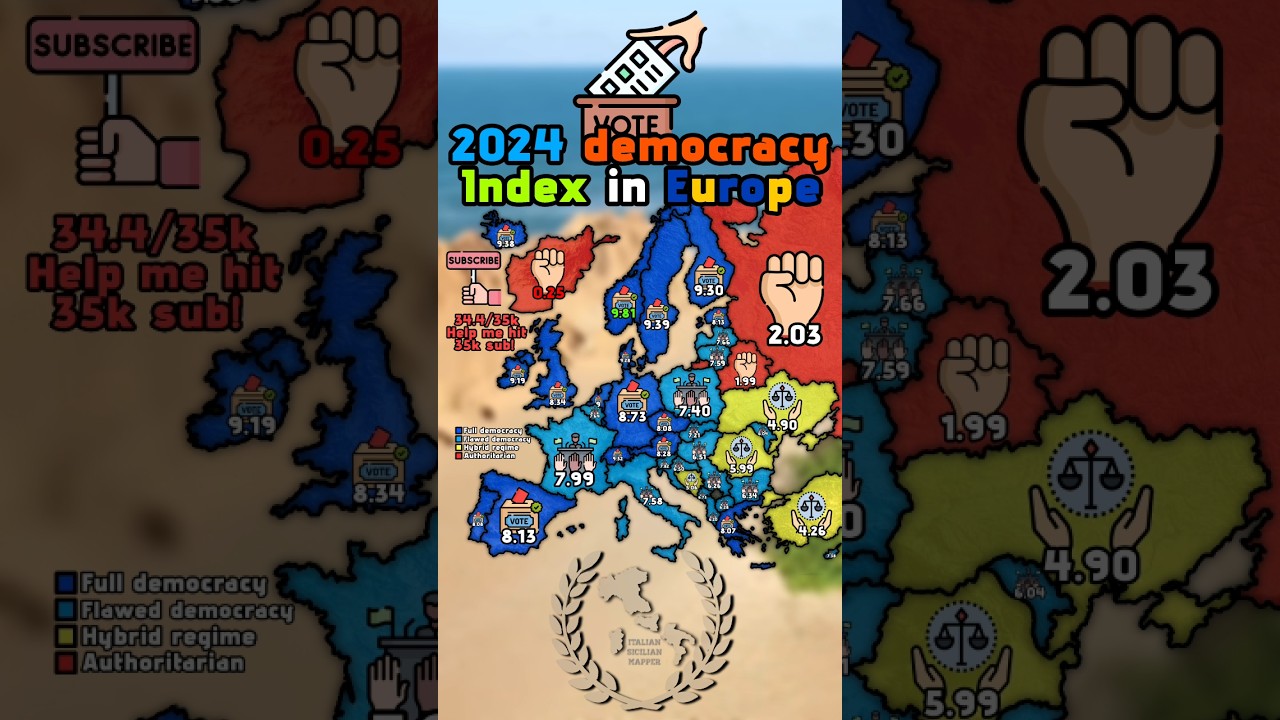 2024 democracy index in Europe #mapping
