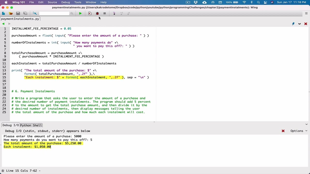 2.6. (Part 2) Payment Installments - Python