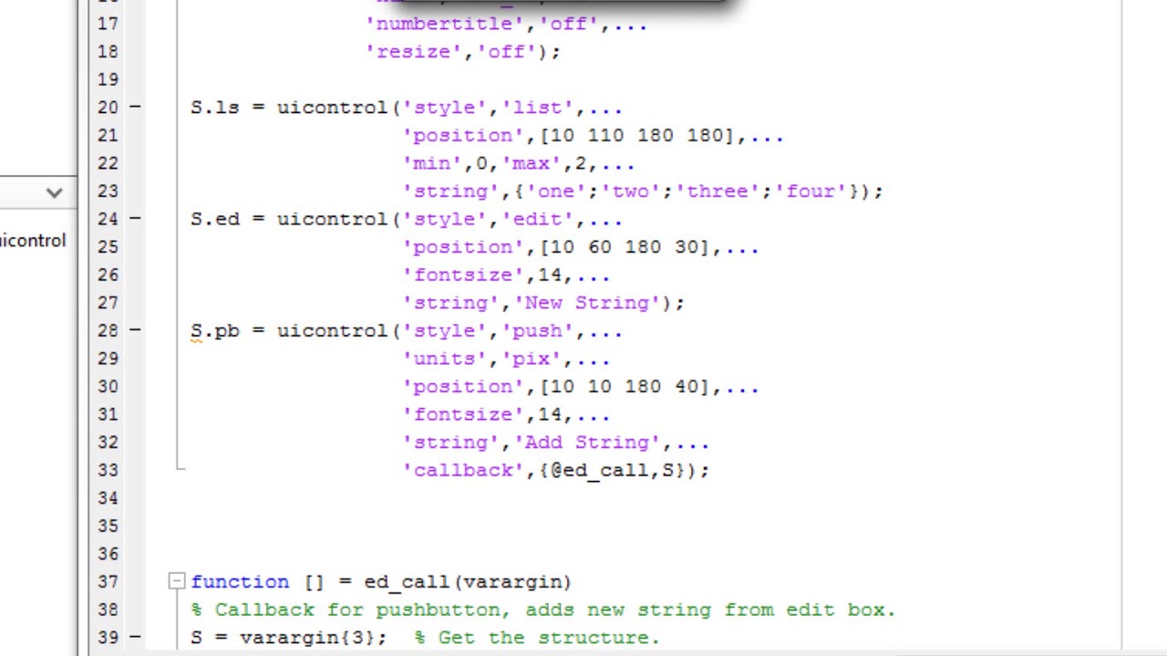 MATLAB GUI Tutorial: Editable text, List, CallBack Function & Push button