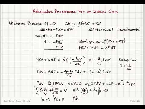 Week 10-4 Adiabatic Processes For An Ideal Gas