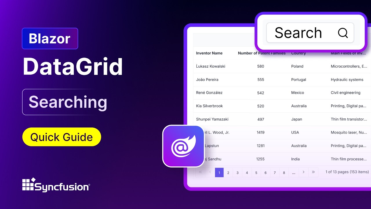 Blazor DataGrid: Searching Feature Walkthrough