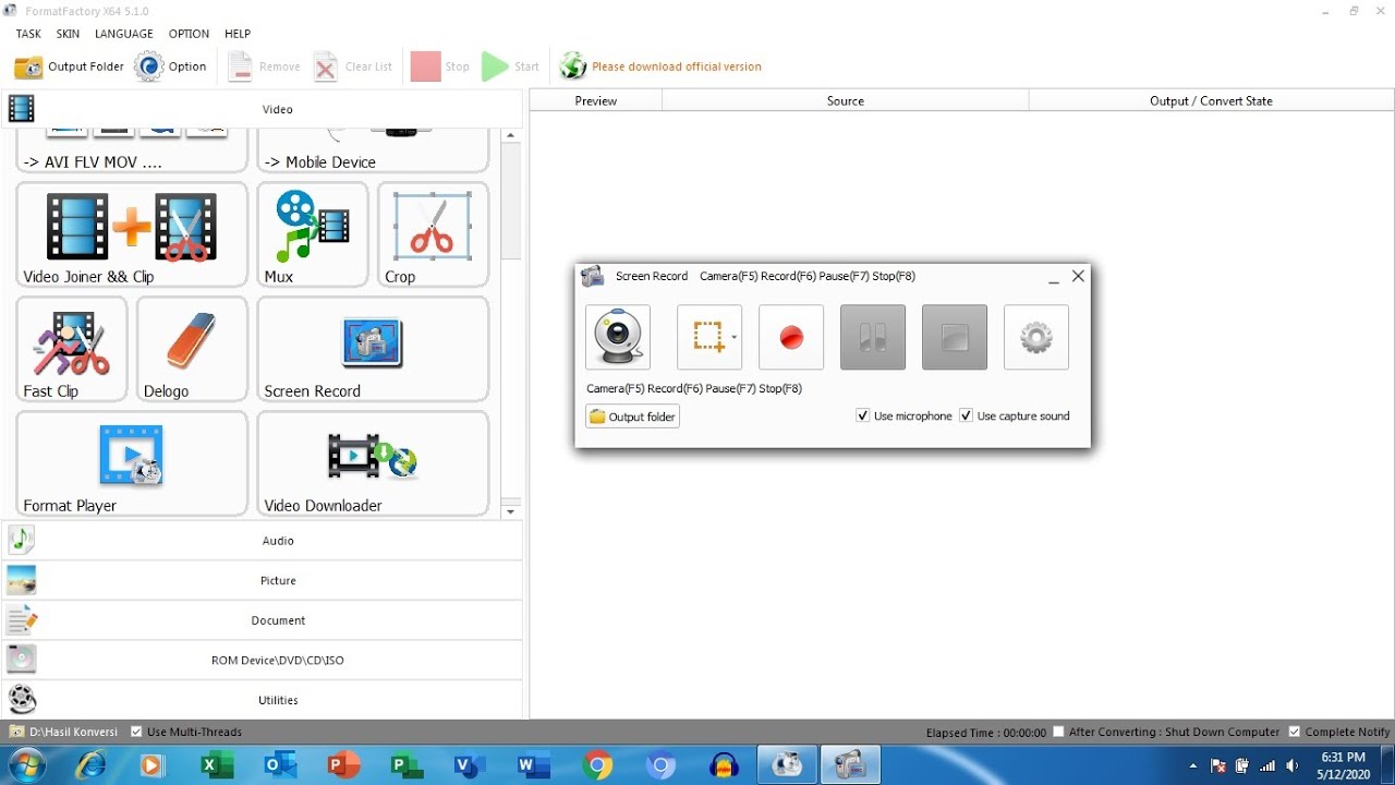 Screen and Audio Recording-Format Factory