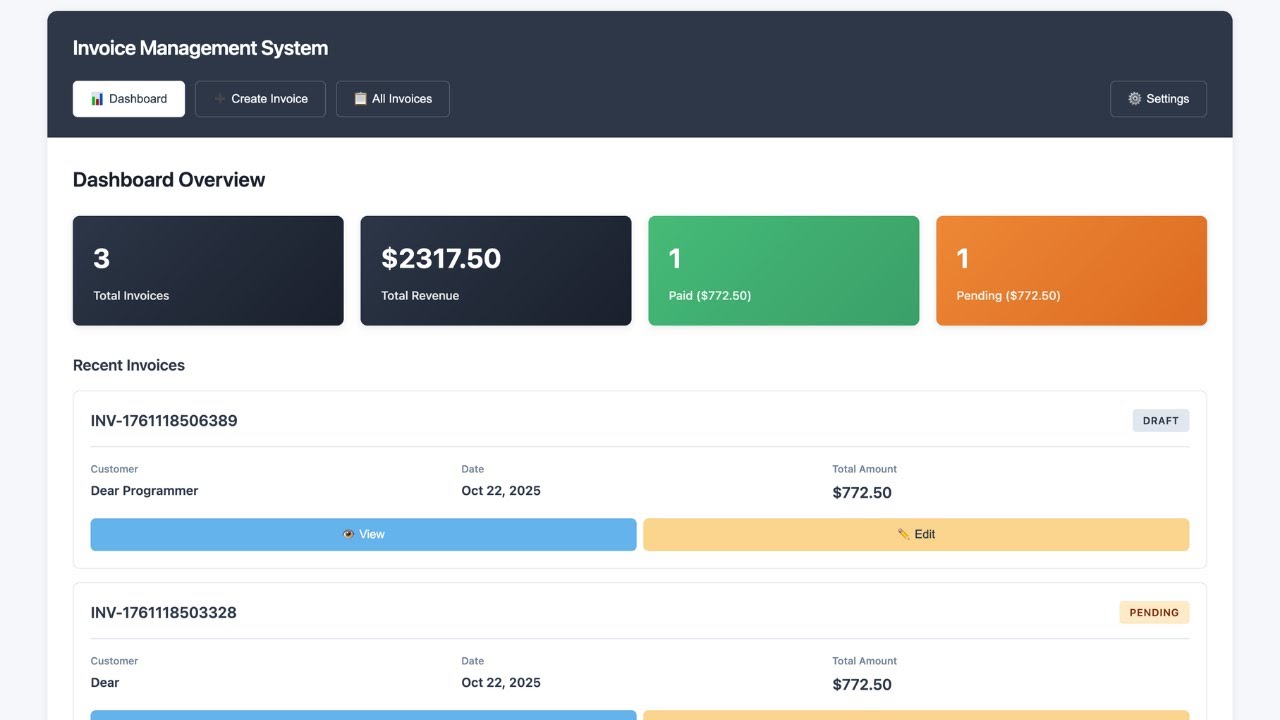 Complete Billing and Invoice Management System