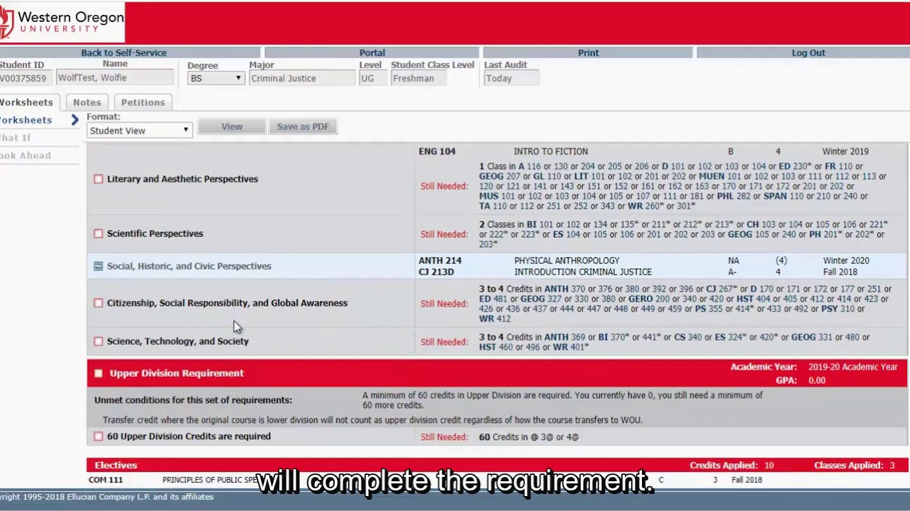 DegreeTracks Tutorial (WOU Office of the Registrar)