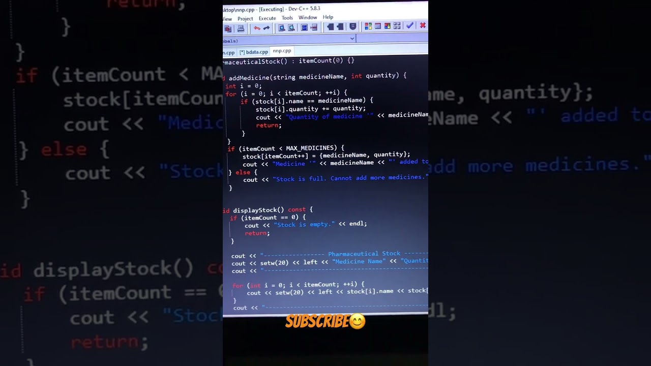 pharma stock IDE dev c++ #cppprogramming
