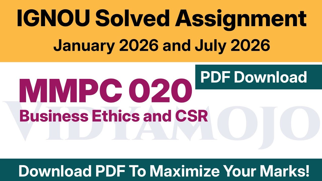 IGNOU MMPC 020 Solved Assignment 2026 PDF Download
