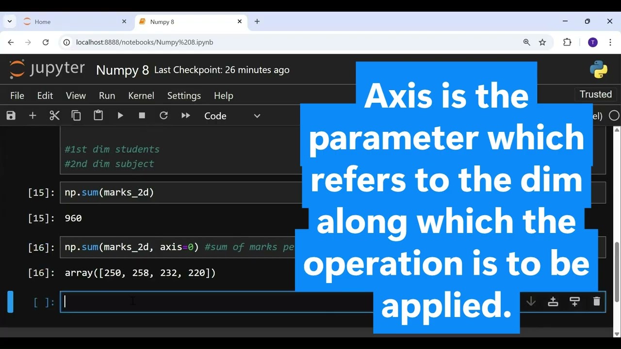 NumPy Axis Explained  | Aggregate Functions in NumPy | Python for Data Science| Part8