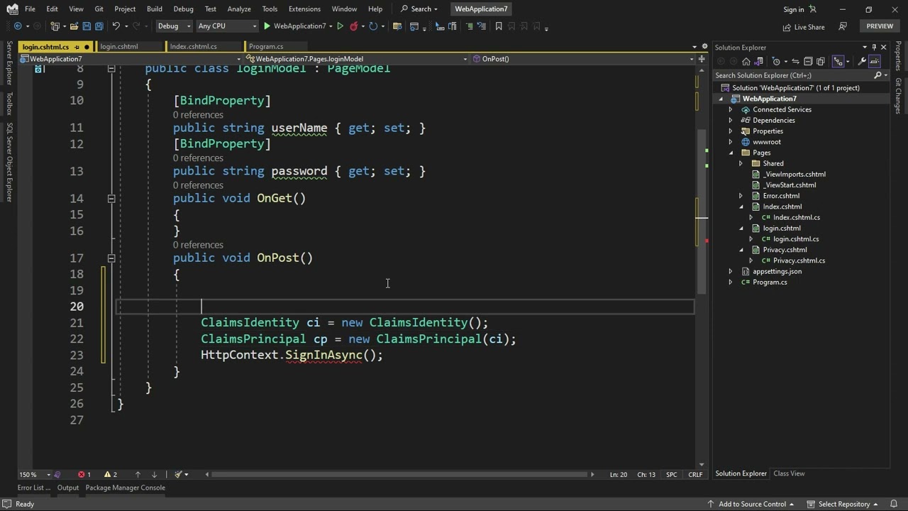 Login Using Cookie Authentication ASP.NET Core