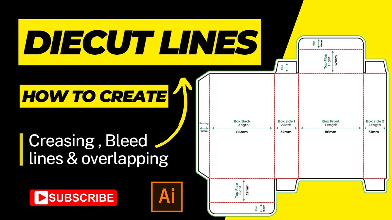 Packaging Design - Lesson # 2 | How To Create Die Cut Lines, Creasing Lines, Bleed Area