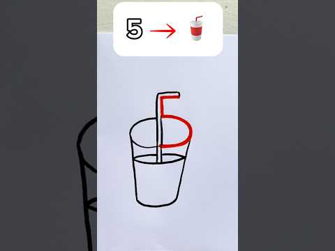 TRY THIS EASY DRAWING TRICK TO DRAW A CUP OF JUICE USING NUMBER 5 ????step by step beginner drawing