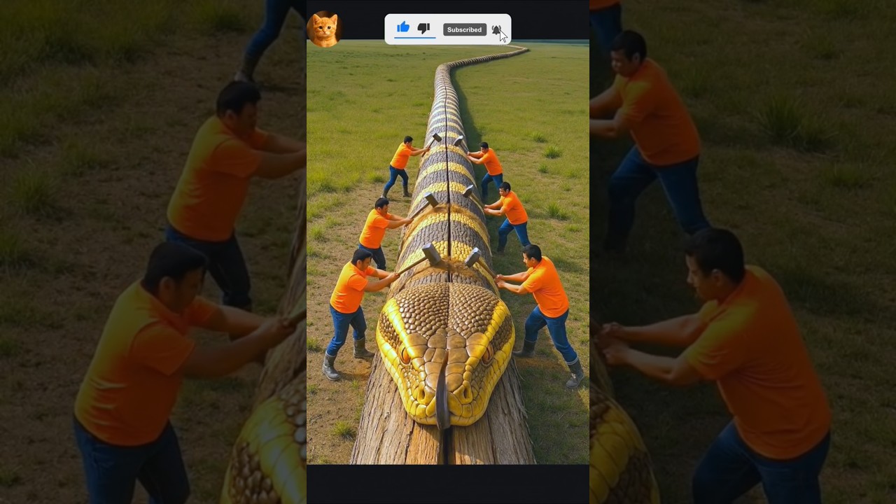 rescue giant python from giant log #ai #youtubeshorts #shorts #funny #foryou #viral #video #yt