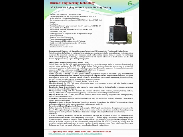Hydraulic Pressure Testing Machine - ATS Pressure Aging Vessel Asphalt ...