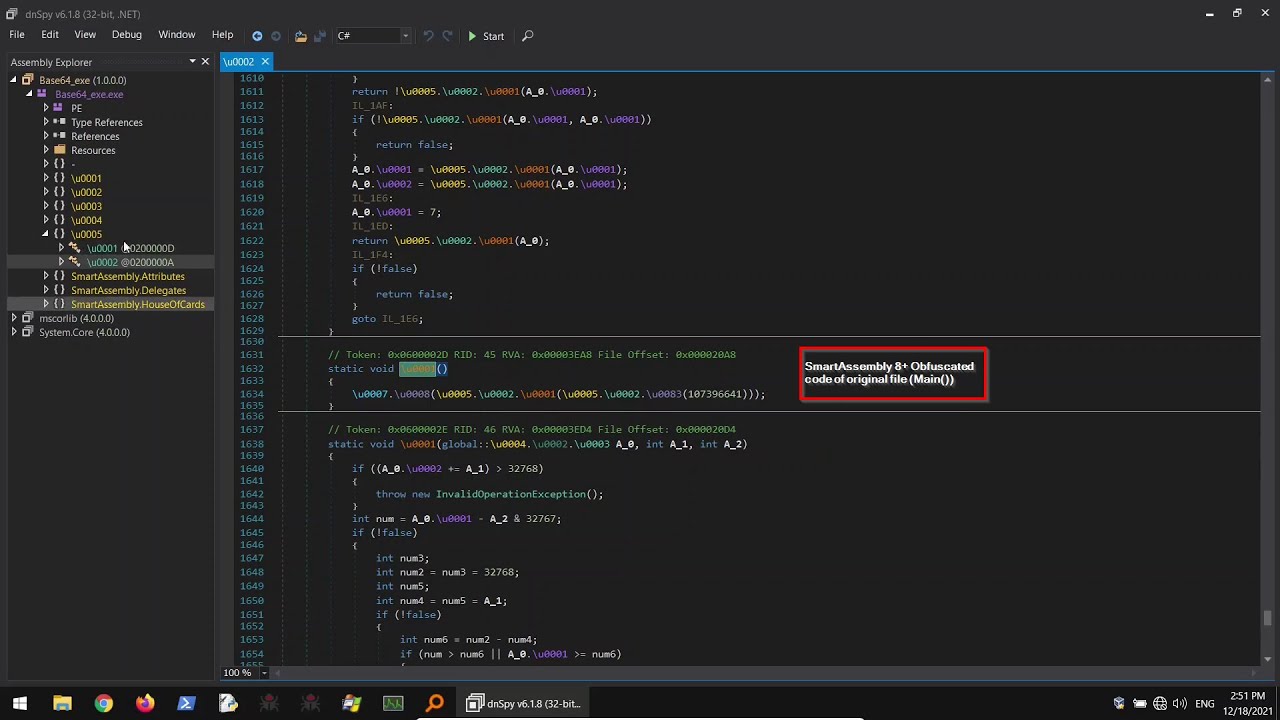 Deobfuscation SmartAssembly 8+ and recreating Original Module SAE+DnSpy