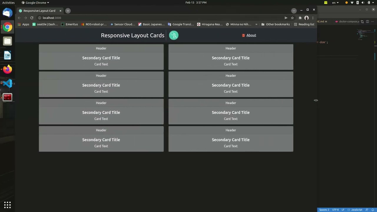 reactjs responsive layout bootstrap card from array docker