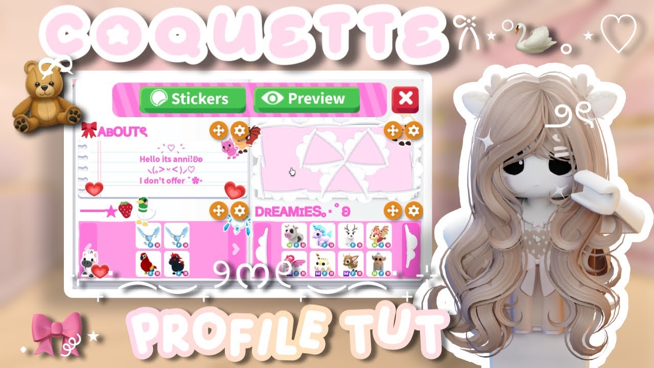 ˚₊‧꒰ა Coquette Profile Tutorial Adopt Me☆ ໒꒱ ‧₊˚ | upgrade your boring profile💕