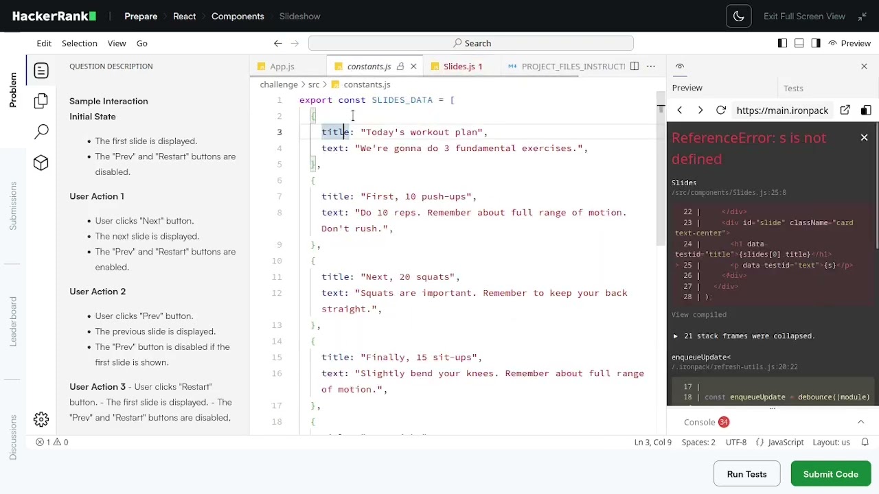 [2] Hackerrank React - Slideshow