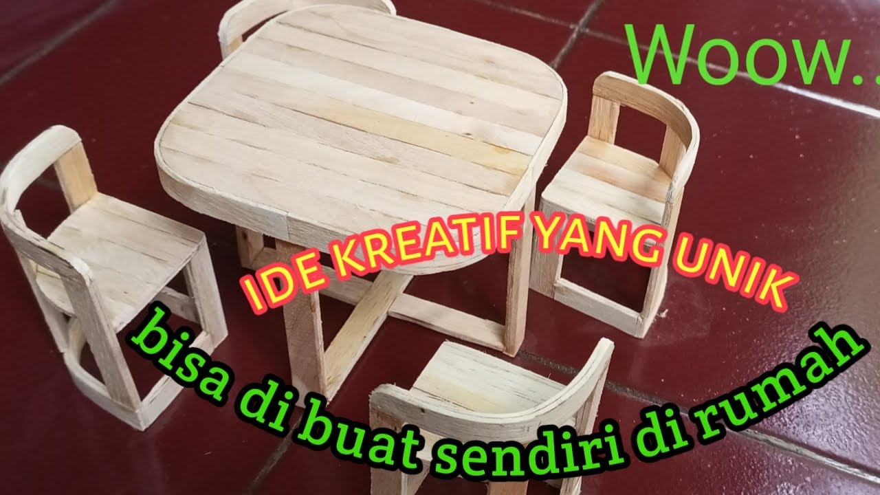 Kerajinan stik es krim, miniatur meja makan