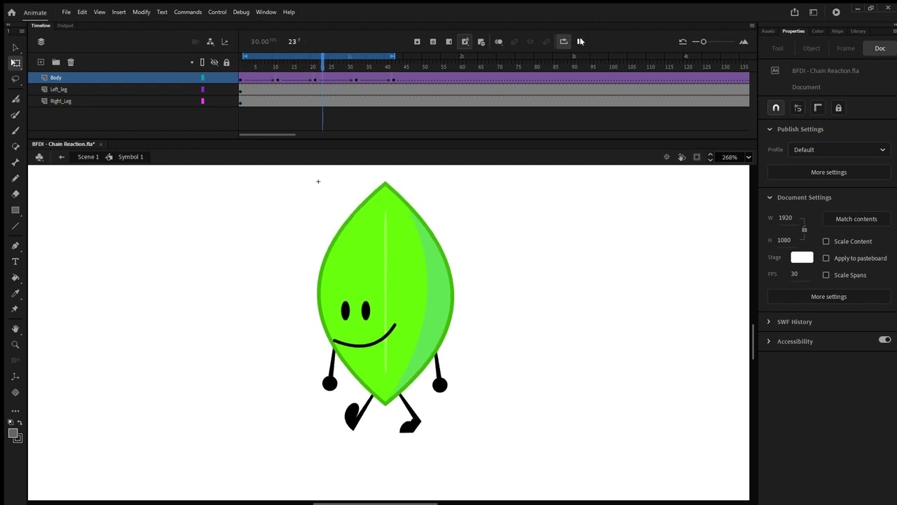 Leafy walking - BFDI animation