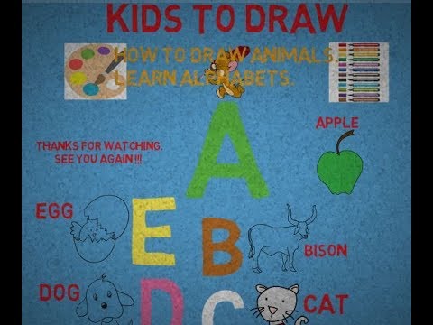 How to draw Animals and Learn Alphabets (ABCDE) – For Kids