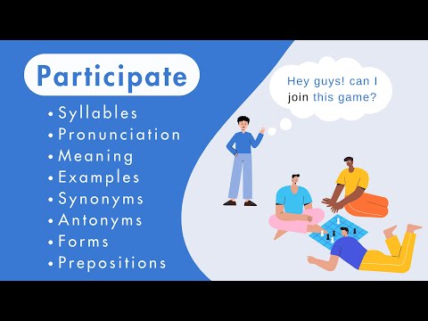 "PARTICIPATE" Syllables, Pronunciation, Meaning, Sentences, Synonyms/Antonyms, Forms, Prepositions