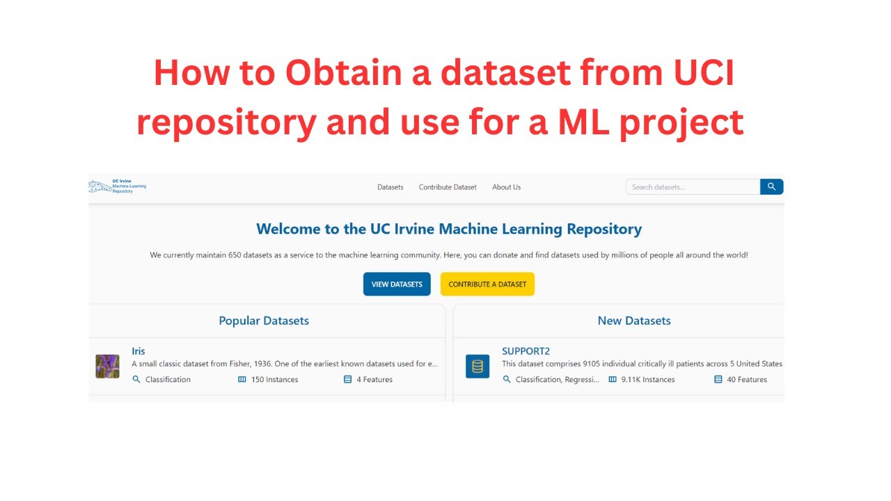 Obtaining the Dataset from UCI repository and  using for a ML project