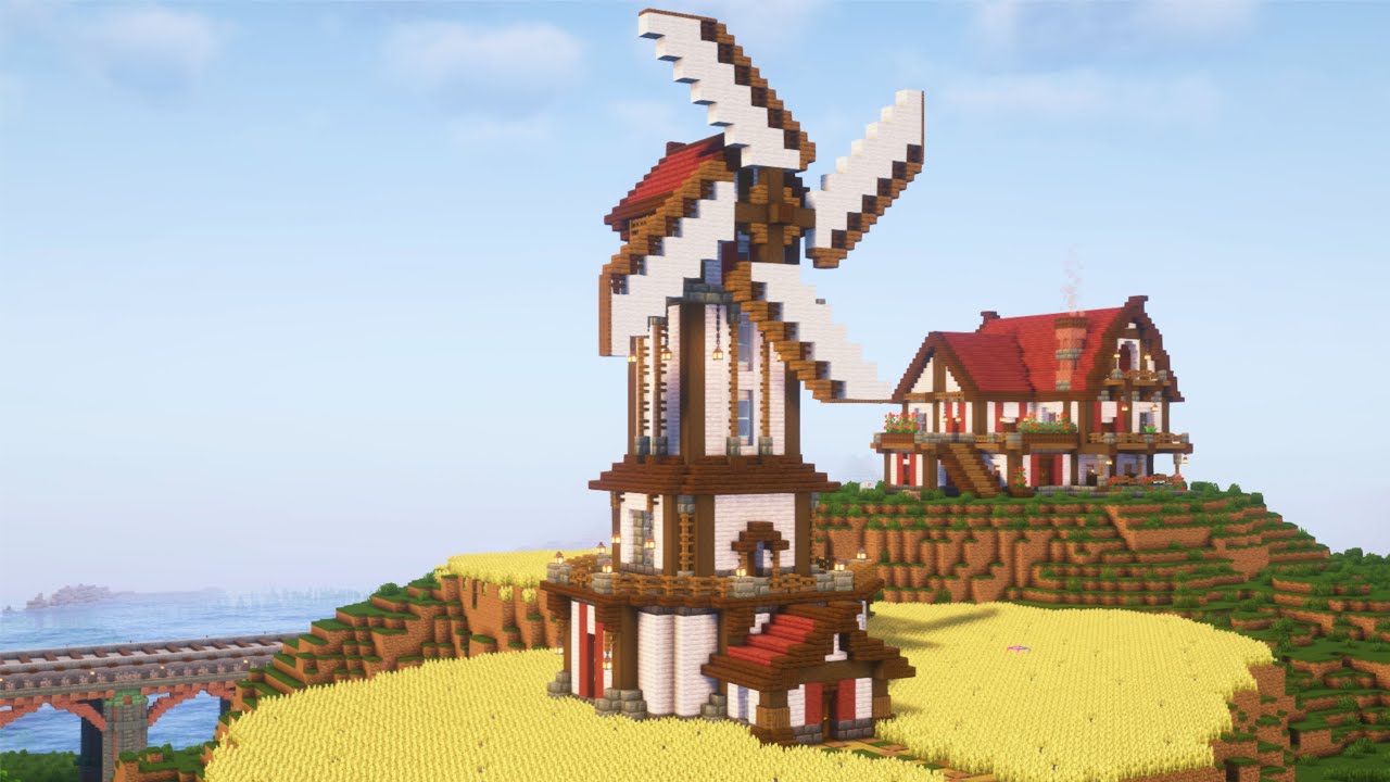 How to build Medieval Windmill - Minecraft Tutorial - Minecraft Builders