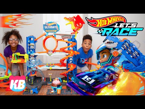 Hot Wheels Let's Race | KB Dad challenges Kamdenboy & Kyraboo to a Race