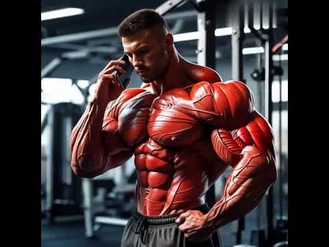 Ai bodybuilder using mobile phone in gym #muscle #ai #male #bodymuscles #digitalmuscle
