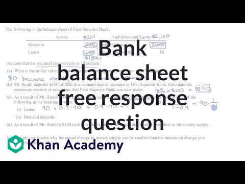 Bank balance sheet free response question | APⓇ Macroeconomics | Khan Academy