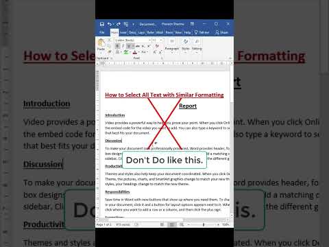 MS-Word Trick: How to Select All Text with Similar Formatting in Microsoft Word.