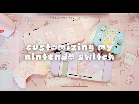 πΈ customizing my nintendo switch | cute geekshare case + grip caps, powera joycon grip