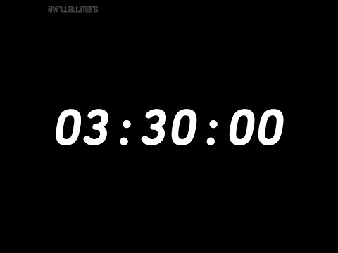 SILENT - 3 Hour and 30 Minute Countdown - White Classic with Time Markers / Chapters.