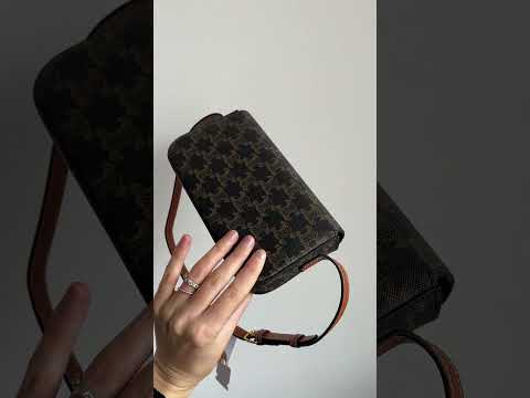 Celine Shoulder Bag Claude In Triomphe Canvas And Calfskin Tan