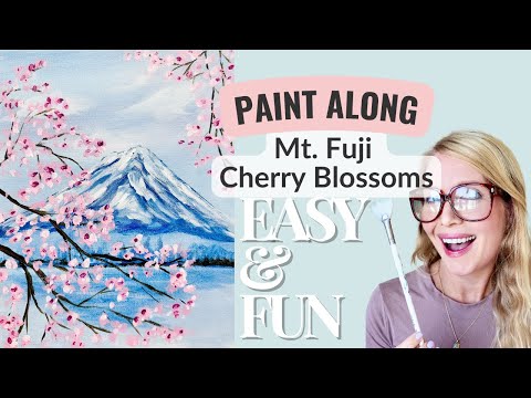 🌸⛰️ Mt. Fuji & Cherry Blossoms | Easy Acrylic Painting for All Levels 🎨💖