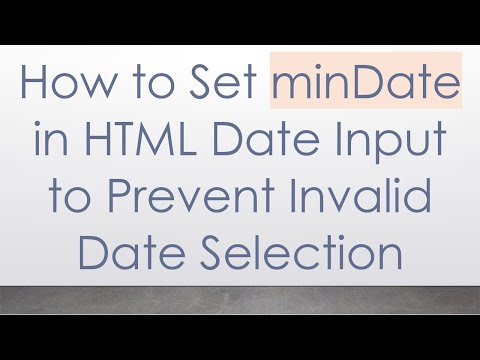 How to Set minDate in HTML Date Input to Prevent Invalid Date Selection