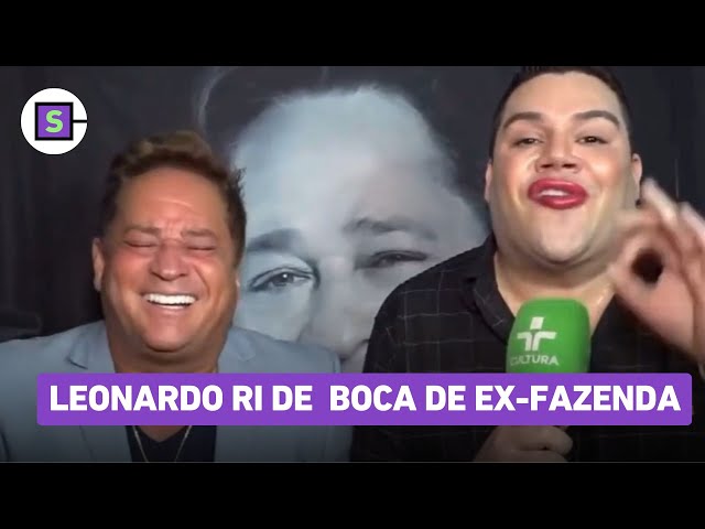 Leonardo tem crise de riso com detalhe de repórter durante entrevista
