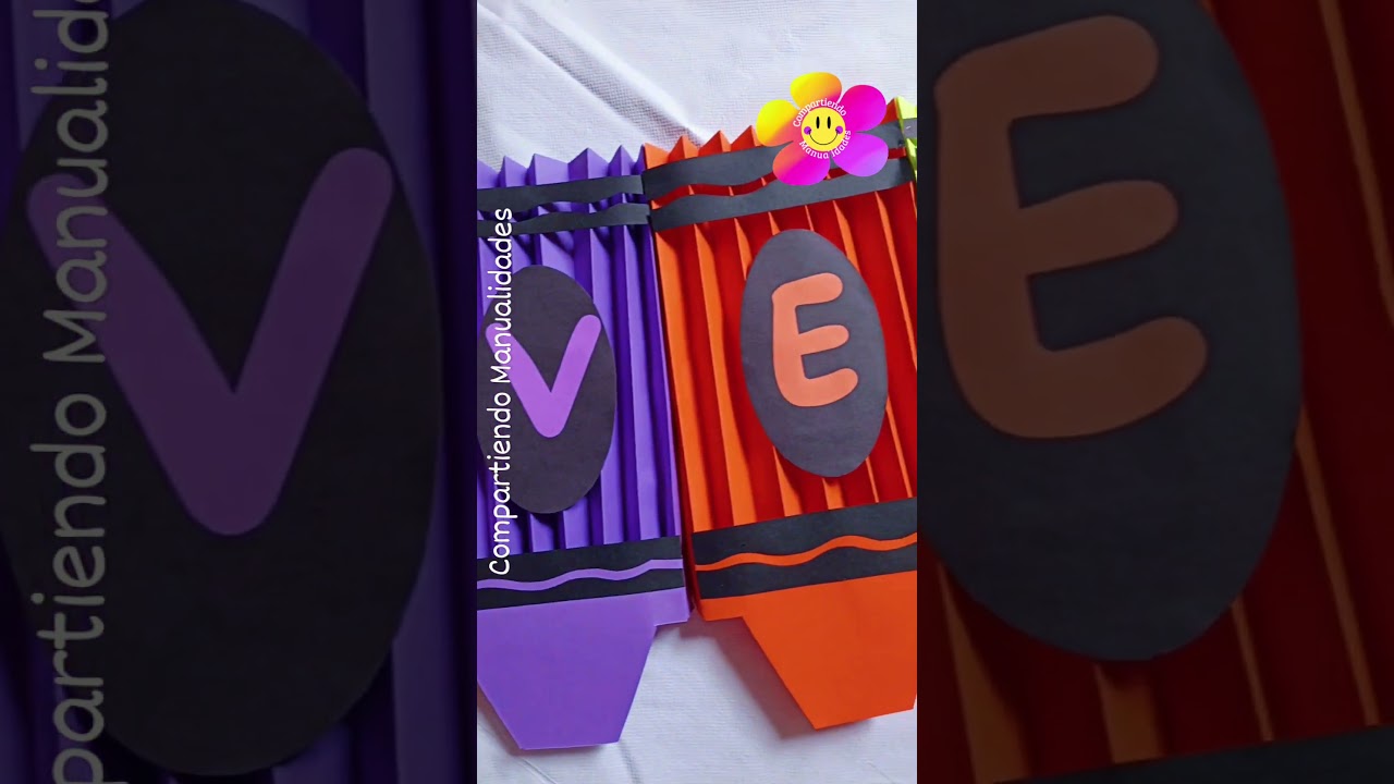 Letrero Bienvenidos /crayola de papel.  #manualidades  #ideas  #ambientación #regresoaclases