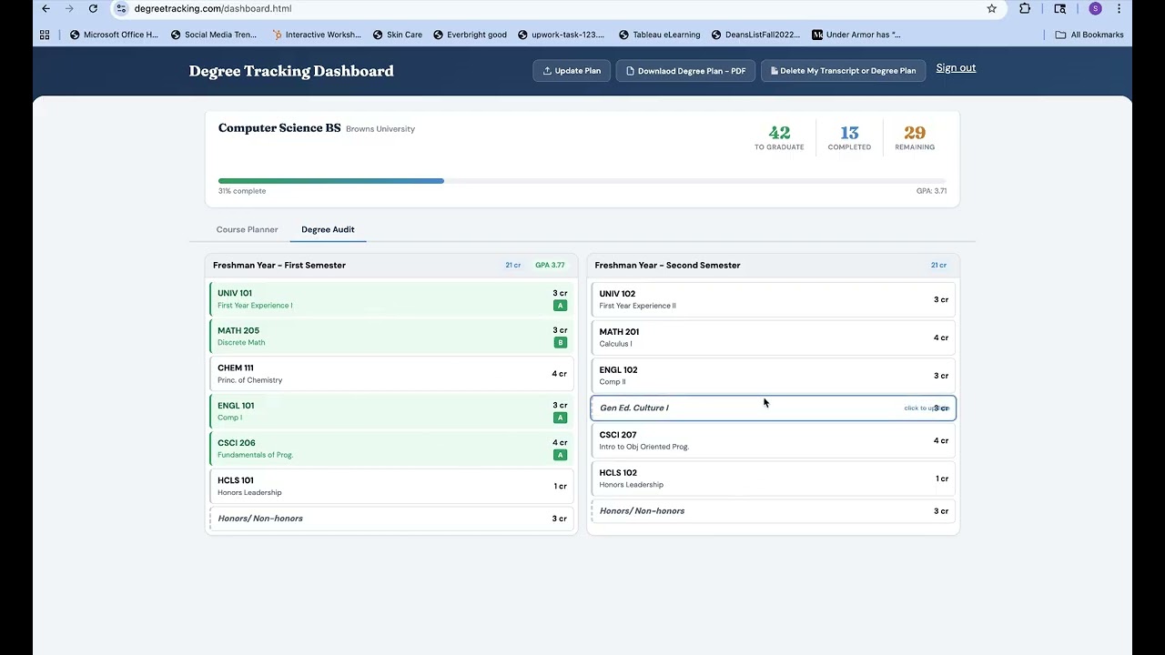 How to Upload transcript & degree plan on Degree Tracking.com