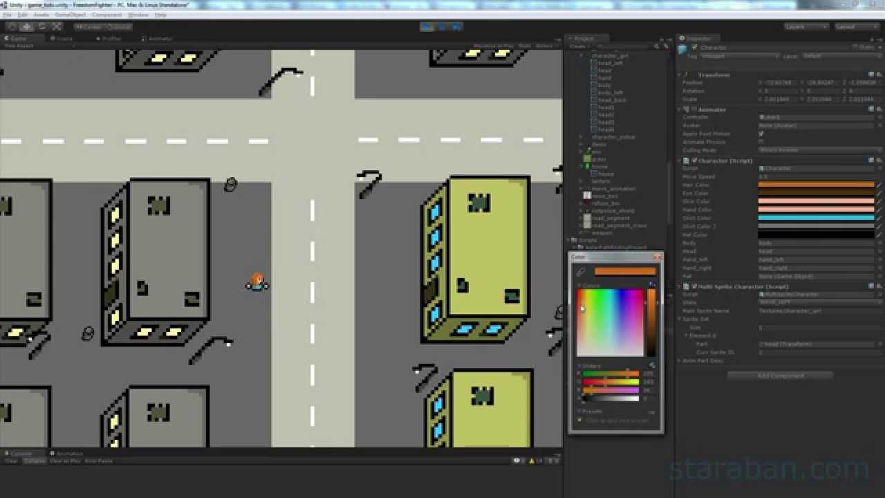2D Game Tutorial. Part 2. Multi sprite characters with several states