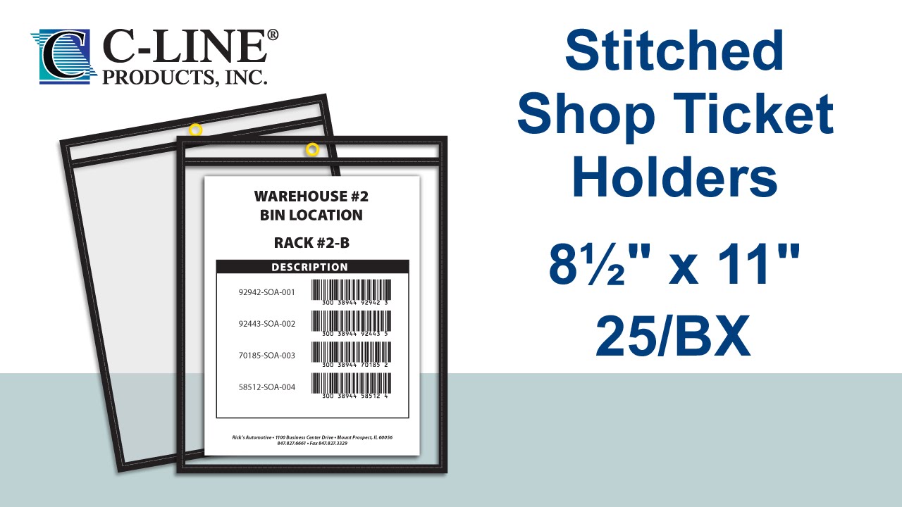 Shop Ticket Holders, Stitched, 8 1/2 x 11 - C-Line Products - 46911