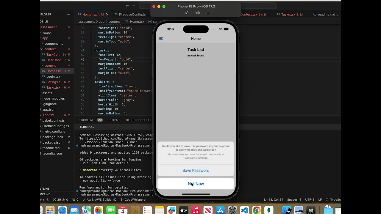 Task App using react-native & firebase