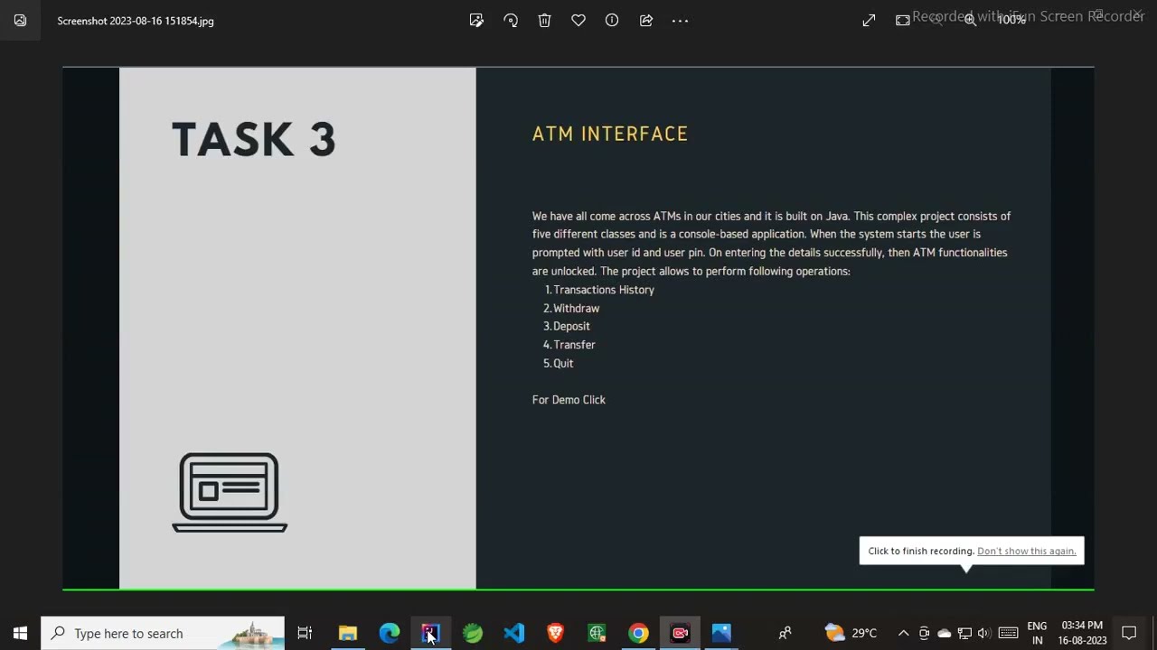 Osis Infobyte Java Development Internship Task 3 ATM Interface