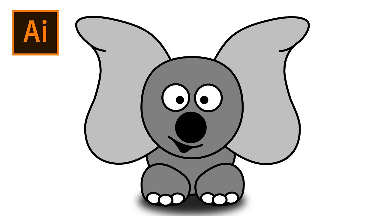 Create Elephant Cartoon in Illustrator | Elephant Illustration For Beginners | Adobe Illustrator CC