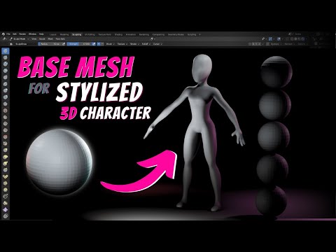 SCULPTING Female Base Mesh - CUSTOM 3D Stylized Character in BLENDER for 3D PRINTING