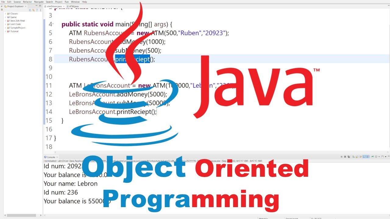 ATM Program Object Oriented Programming / How to Tutorial