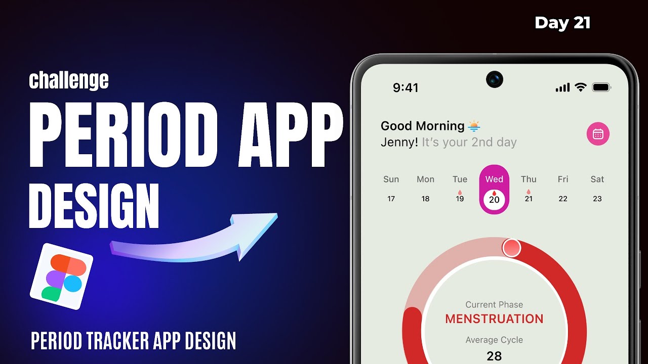 Menstrual Period Tracker Mobile App Tutorial | UI UX Design Challenge 