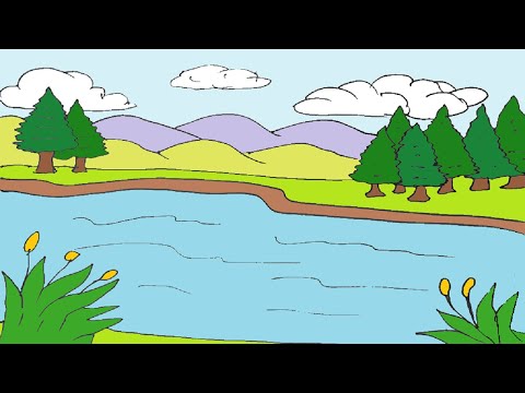 How to Draw a Lake scenery Step by Step – I'm Youtuber – Follow my ...
